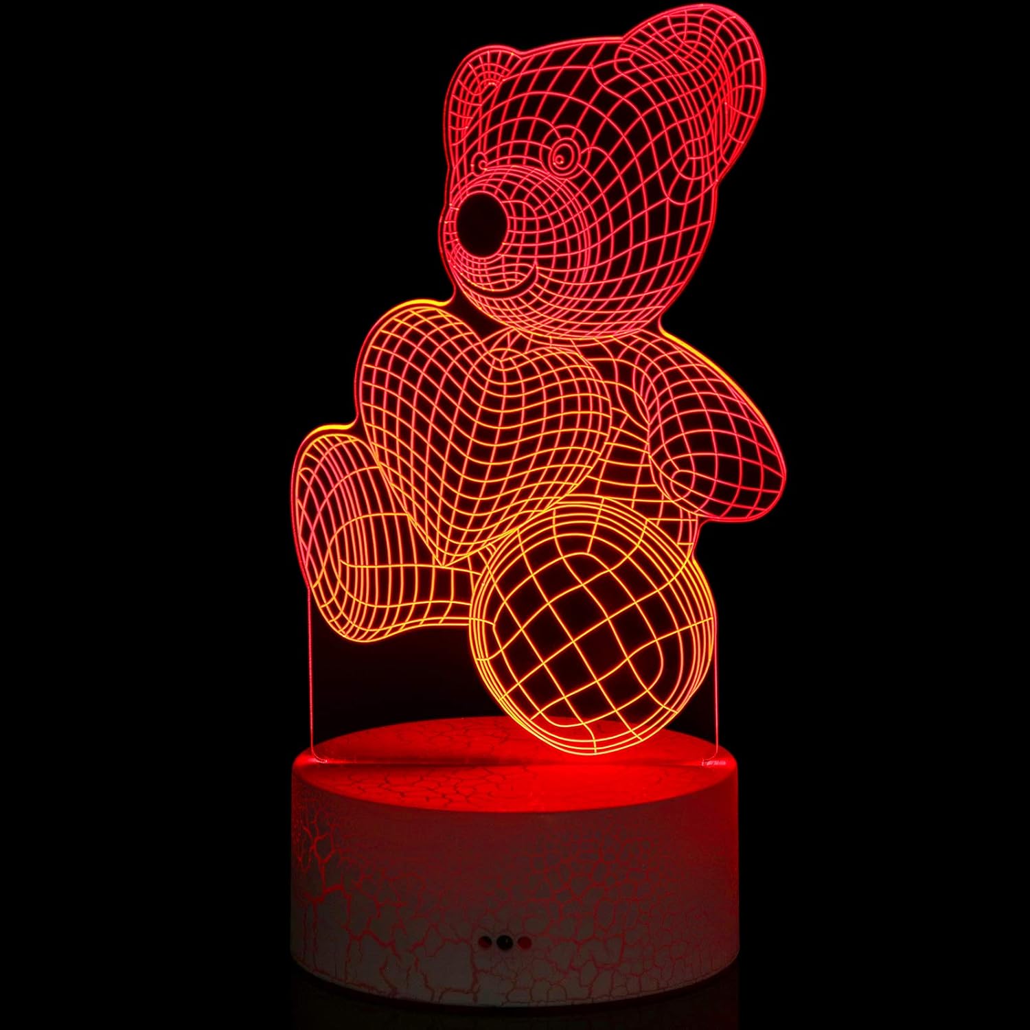 3D Teddy Bear Night Light 16 Colors Change Sleep Lamp Optical Illusion ...