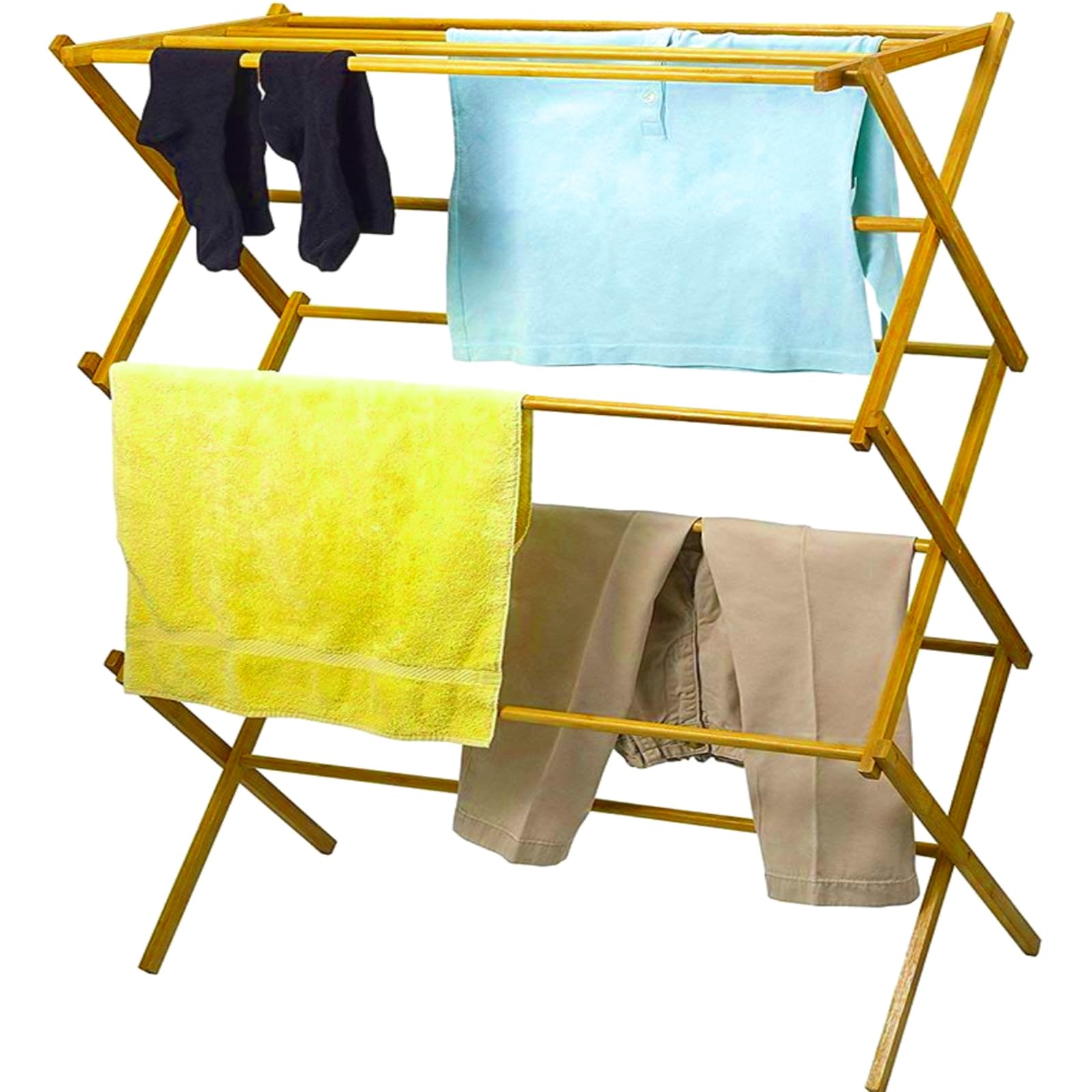 Home-it Wooden Clothes Drying Rack For Laundry - Collapsible Folding ...