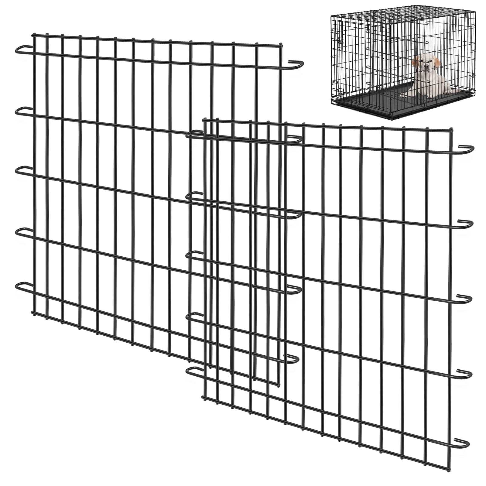 Tandefio 2 Pcs Dog Crate Divider Panel Metal Pets Divider Panel Dog ...
