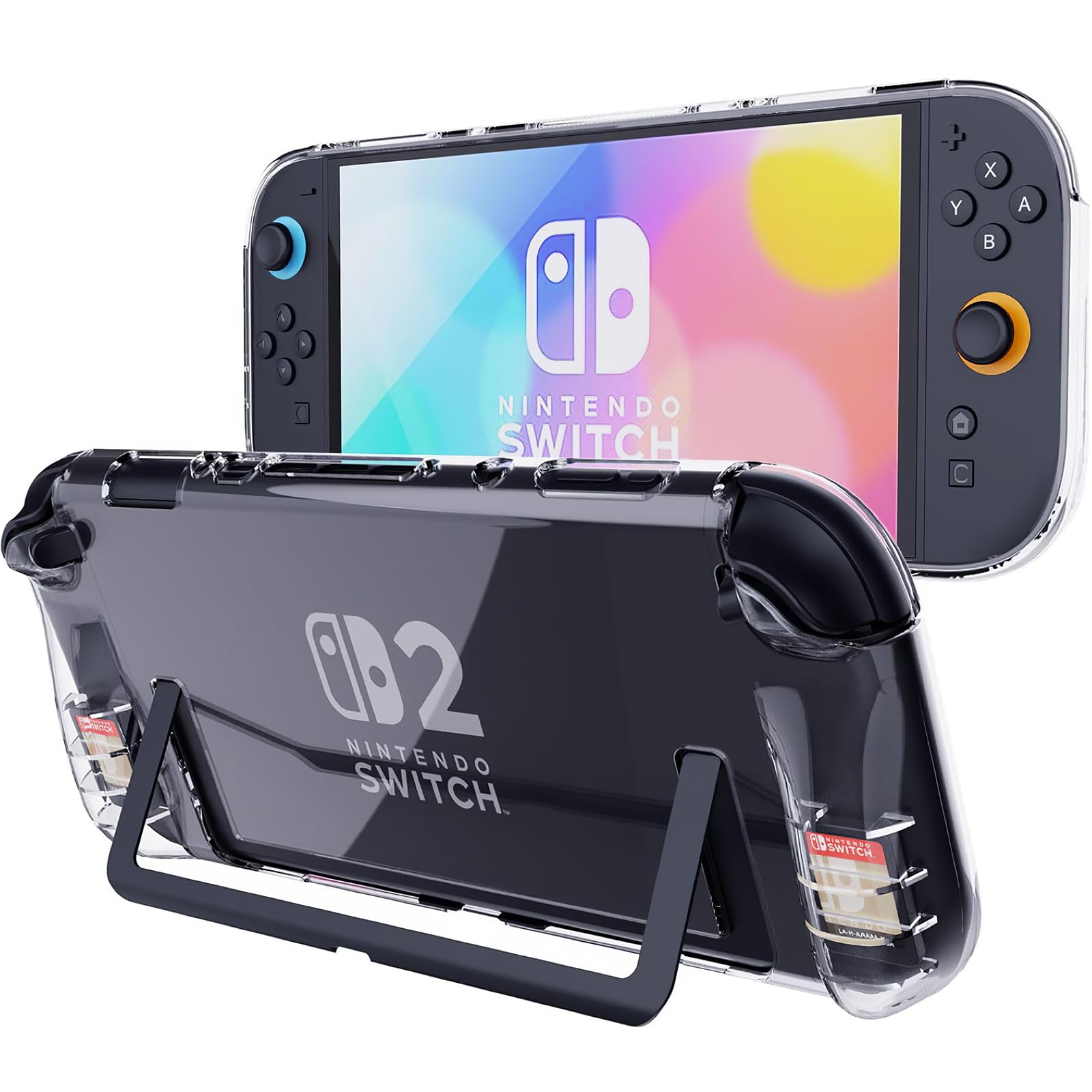 Miimall Clear Case for Nintendo Switch 2 with Built-in 2 Game Card ...