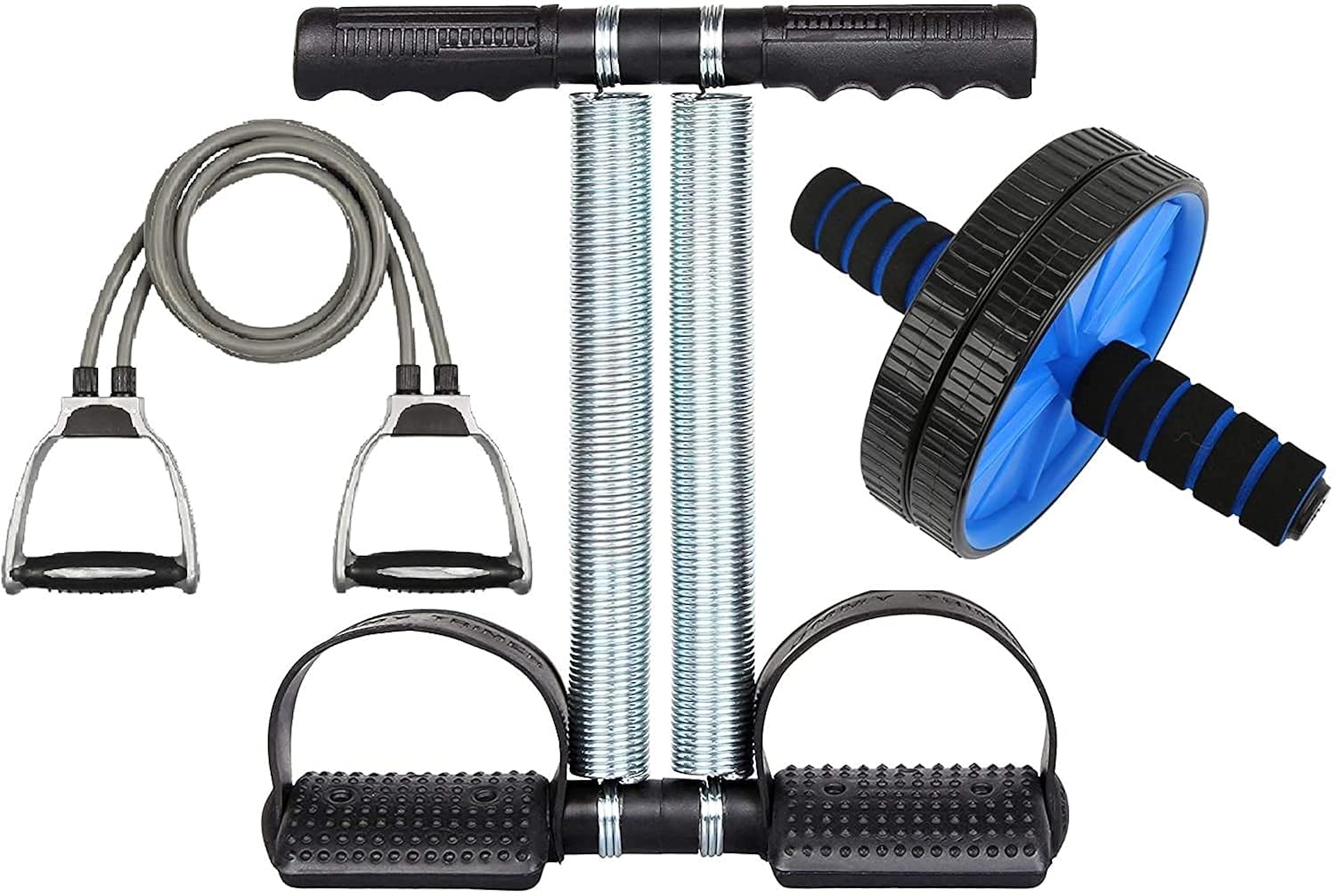 Tummy Trimmer and Resistance Band and Abs Wheel Roller (3 IN1 Combo ...