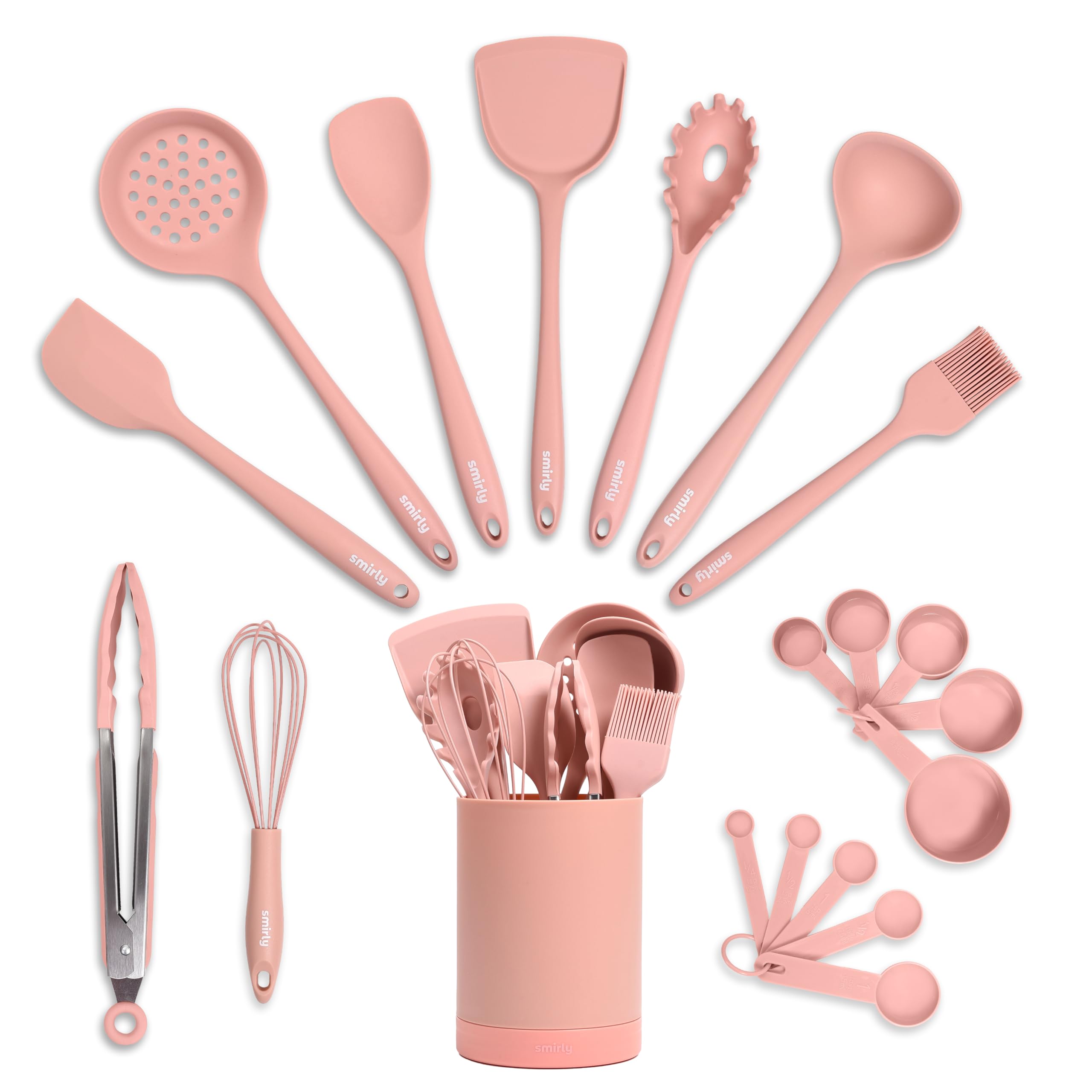 Silicone Kitchen Utensils Set & Holder: Cooking Utensils Set - Kitchen ...
