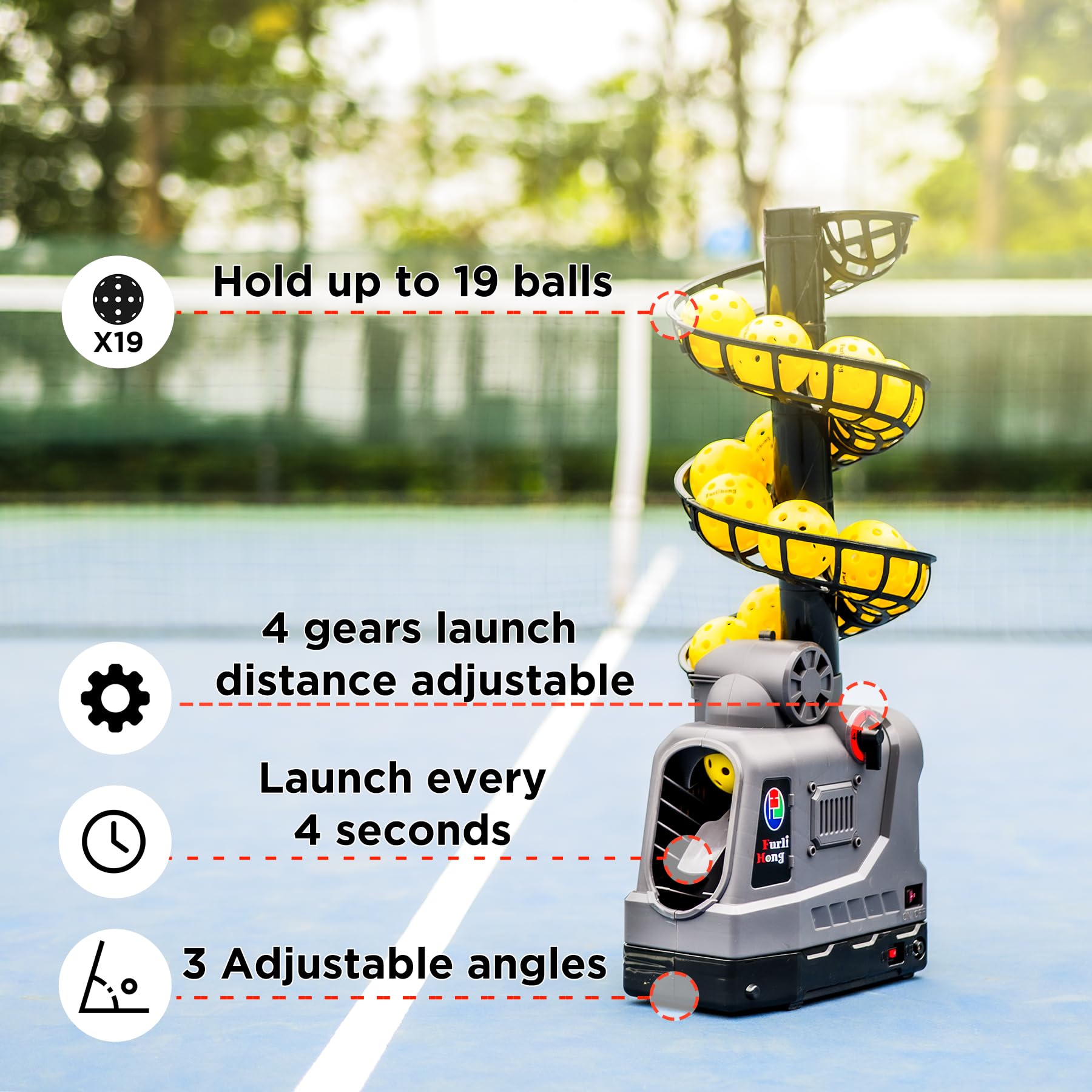 Mua 681PBH Pickleball Machine with Auto Swing, 3 Angles & 4 Speeds ...