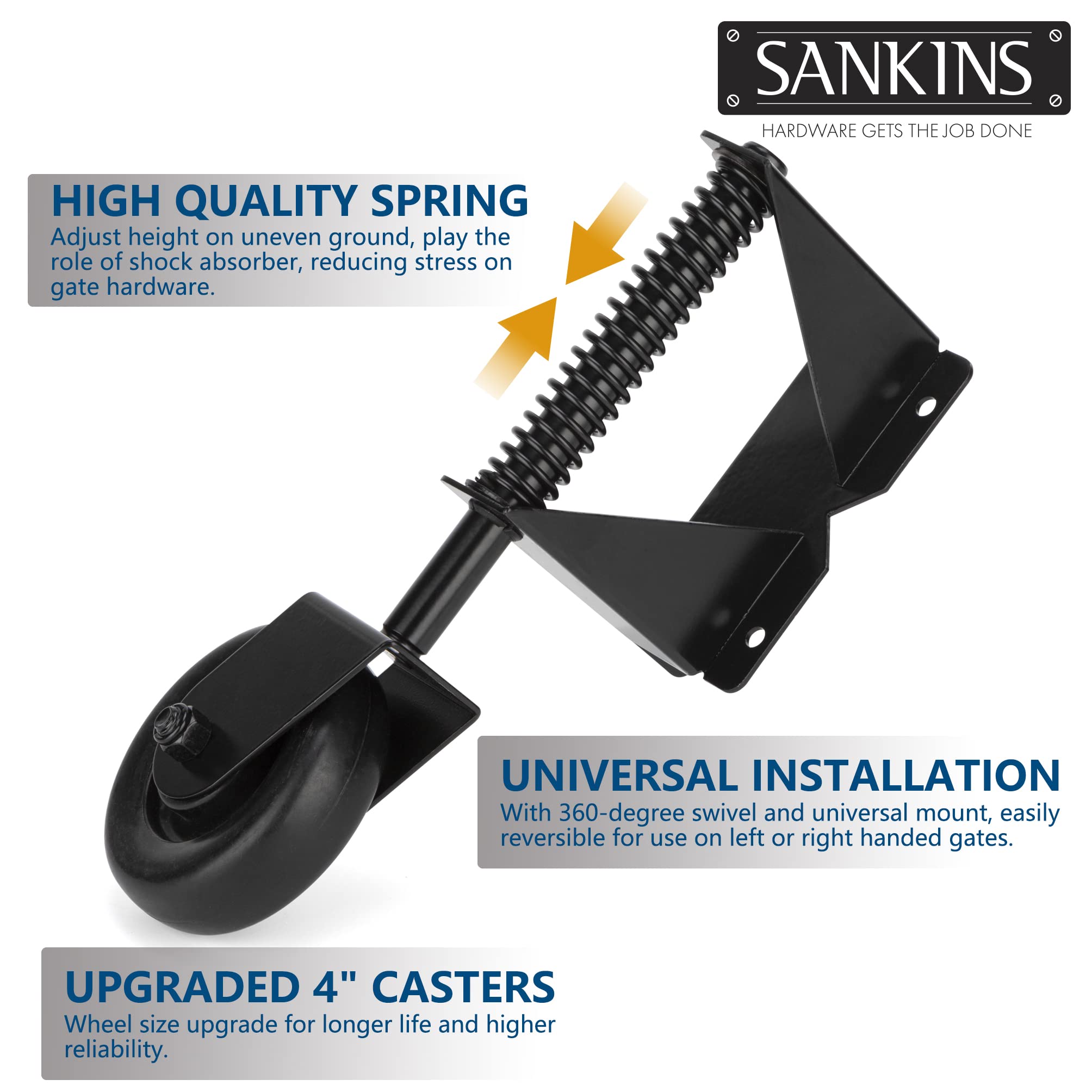 Mua SANKINS Spring Loaded Gate Caster for Wooden Gate PVC Fence, Heavy ...