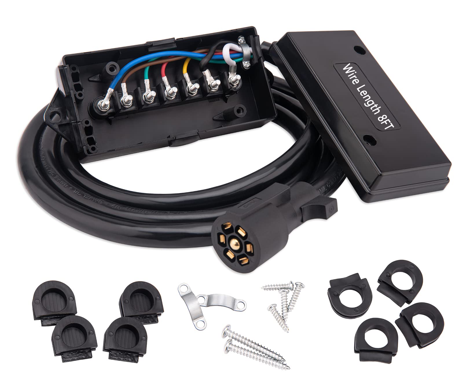 Mua 7 Pin Trailer Wiring Harness Plug, 7 Way Plug Inline Trailer Cord ...