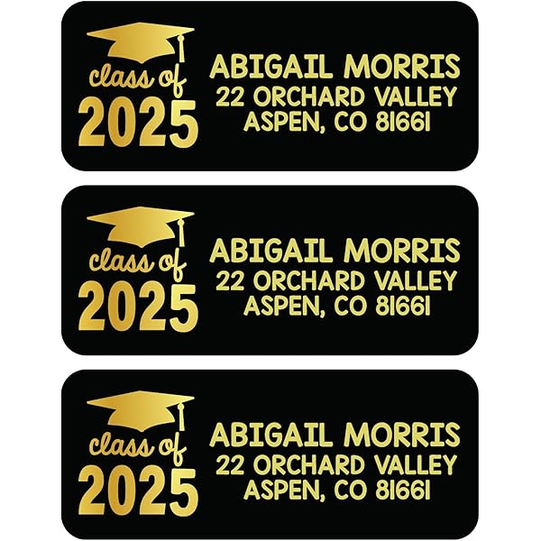 Green And Gold Graduation Address Labels