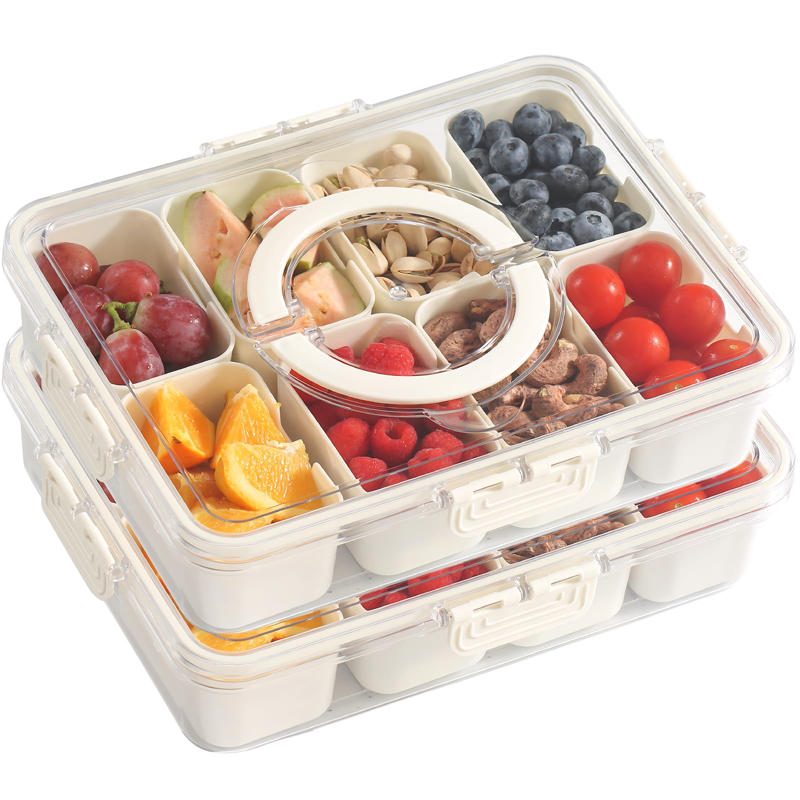 DAOTENGQL Snackle Box Container with Lid and Handle, Upgraded BPA-Free ...