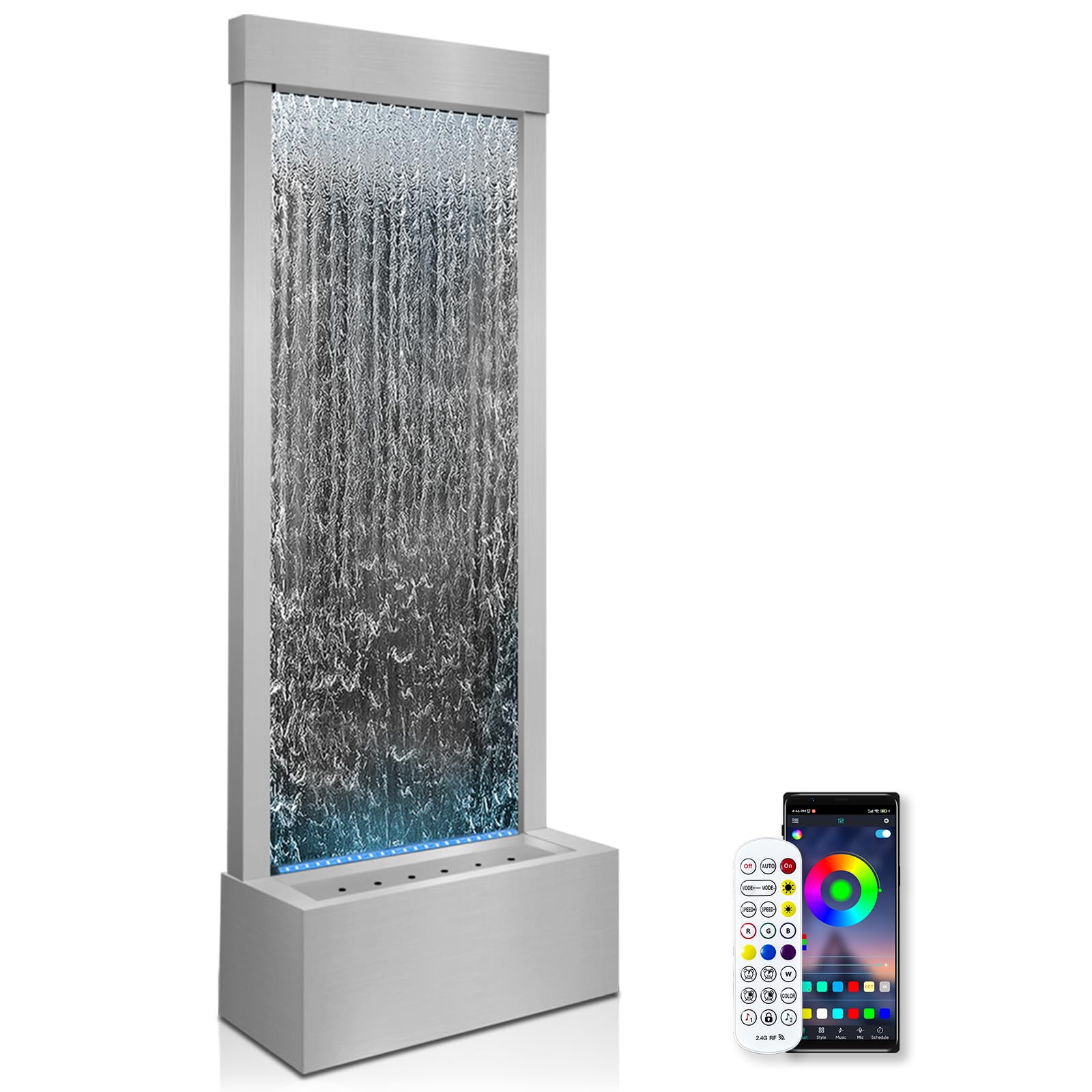 LONGRUN Mirror Waterfall Fountain Indoor Water Fountain, 48" Water ...