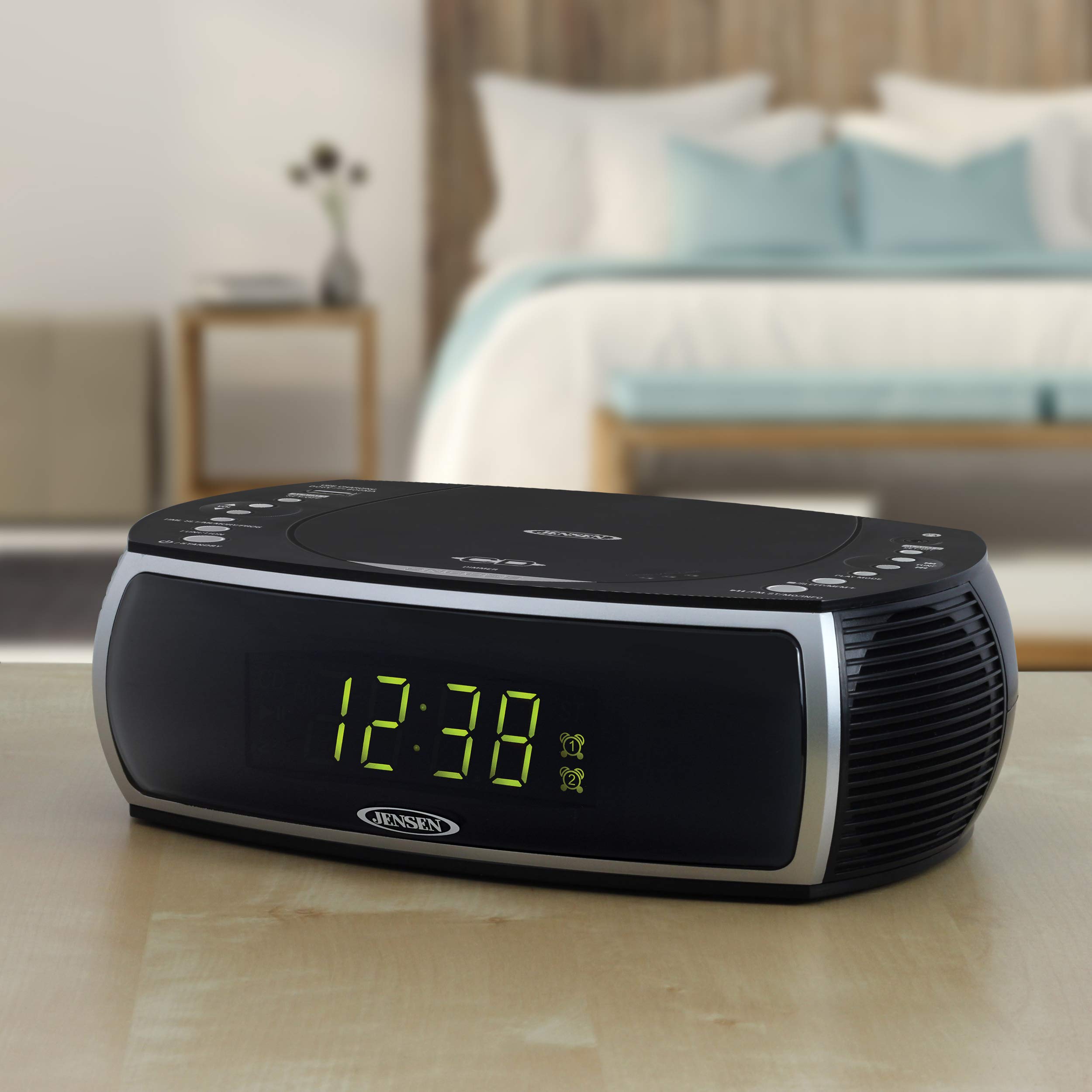 Mua Jensen Modern Home CD Tabletop Stereo Clock Digital AM/FM Radio CD ...
