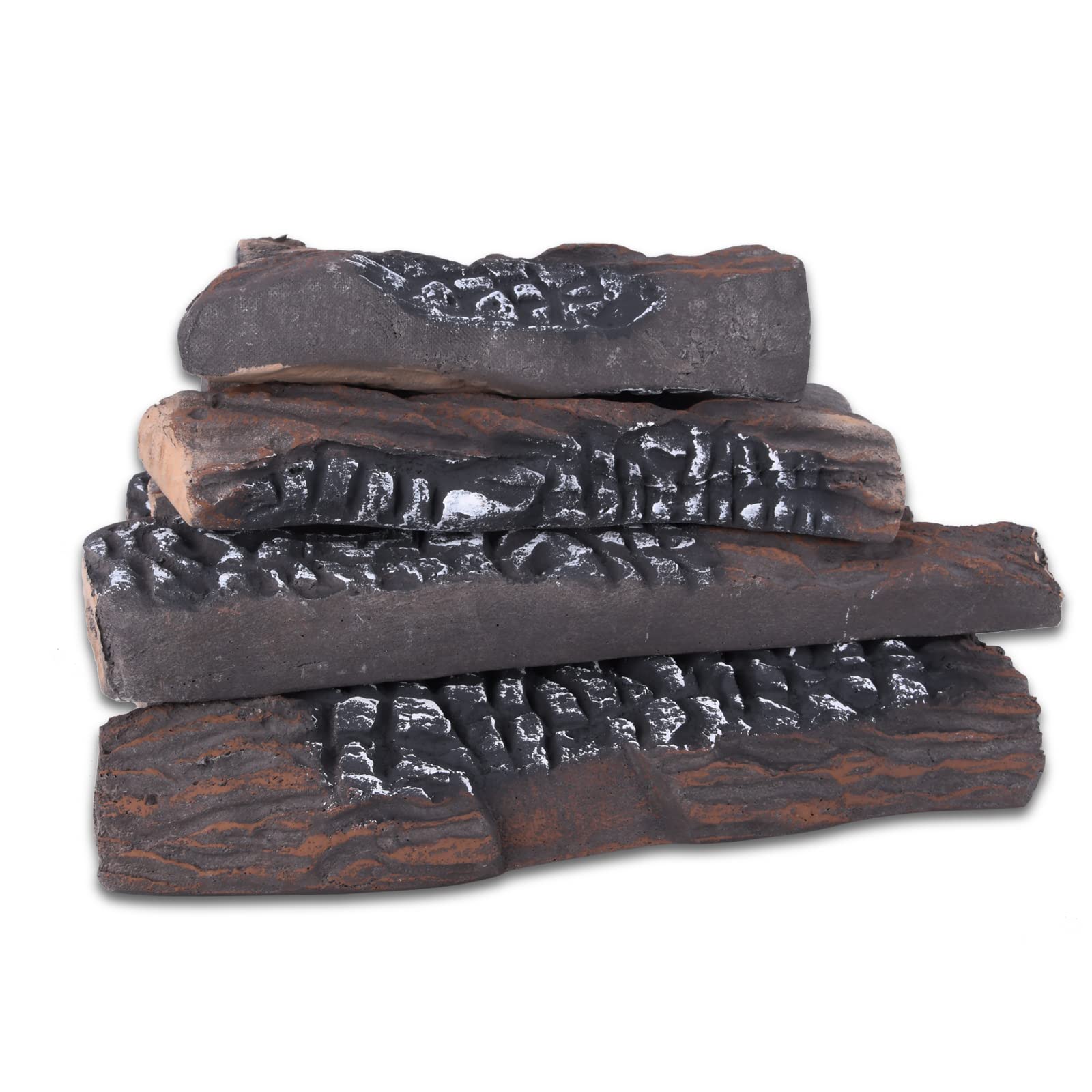 vchin Gas Logs, 10 Piece Ceramic Log for Fireplace and Fire Pit, Heat ...