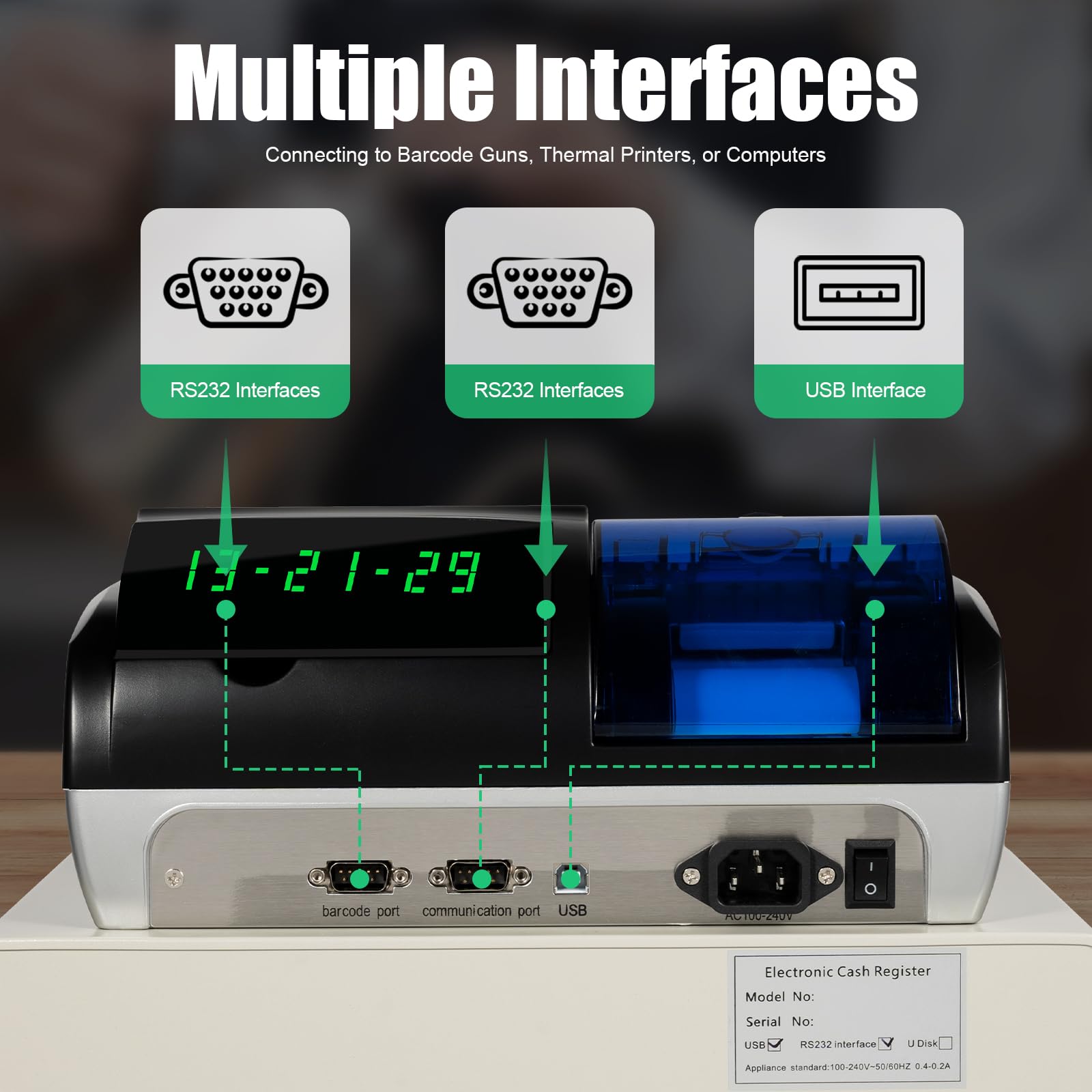 Mua SNKOURIN Cash Register,Electronic Pos System Cash Register with 48 ...