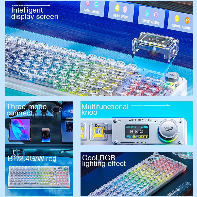Mua F98 Pro Wireless Mechanical Keyboard with Transparent Keycaps,Hot ...