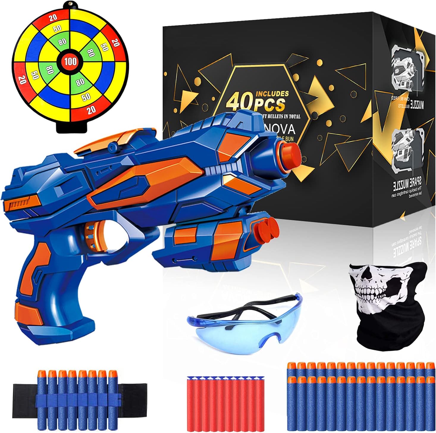 Charlemain Toy Gun, Blaster Gun with Shooting Target, 40 Soft Foam ...