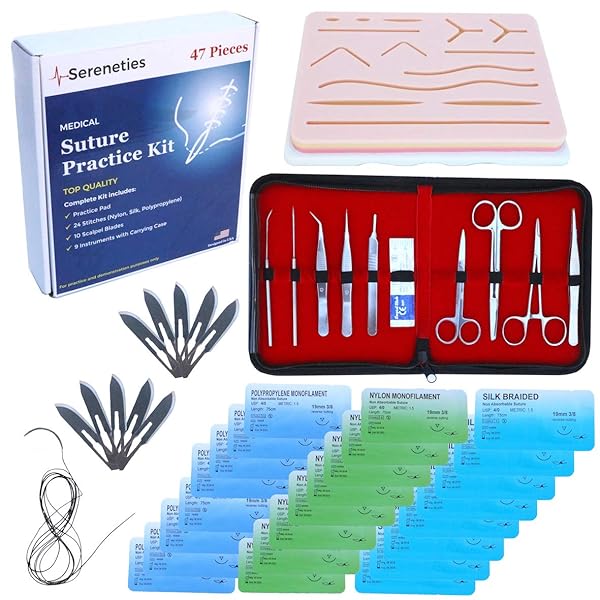 Suture Practice Kit: Silicone Suture Pad for Medical Students. 47 Piece ...