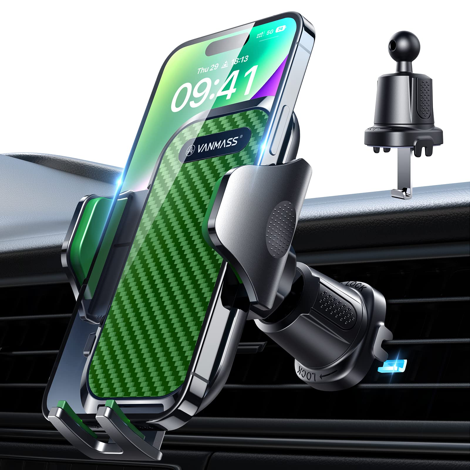 VANMASS Car Phone Holder Mount 2024 Upgraded [Patent Steel-Hook] Car ...