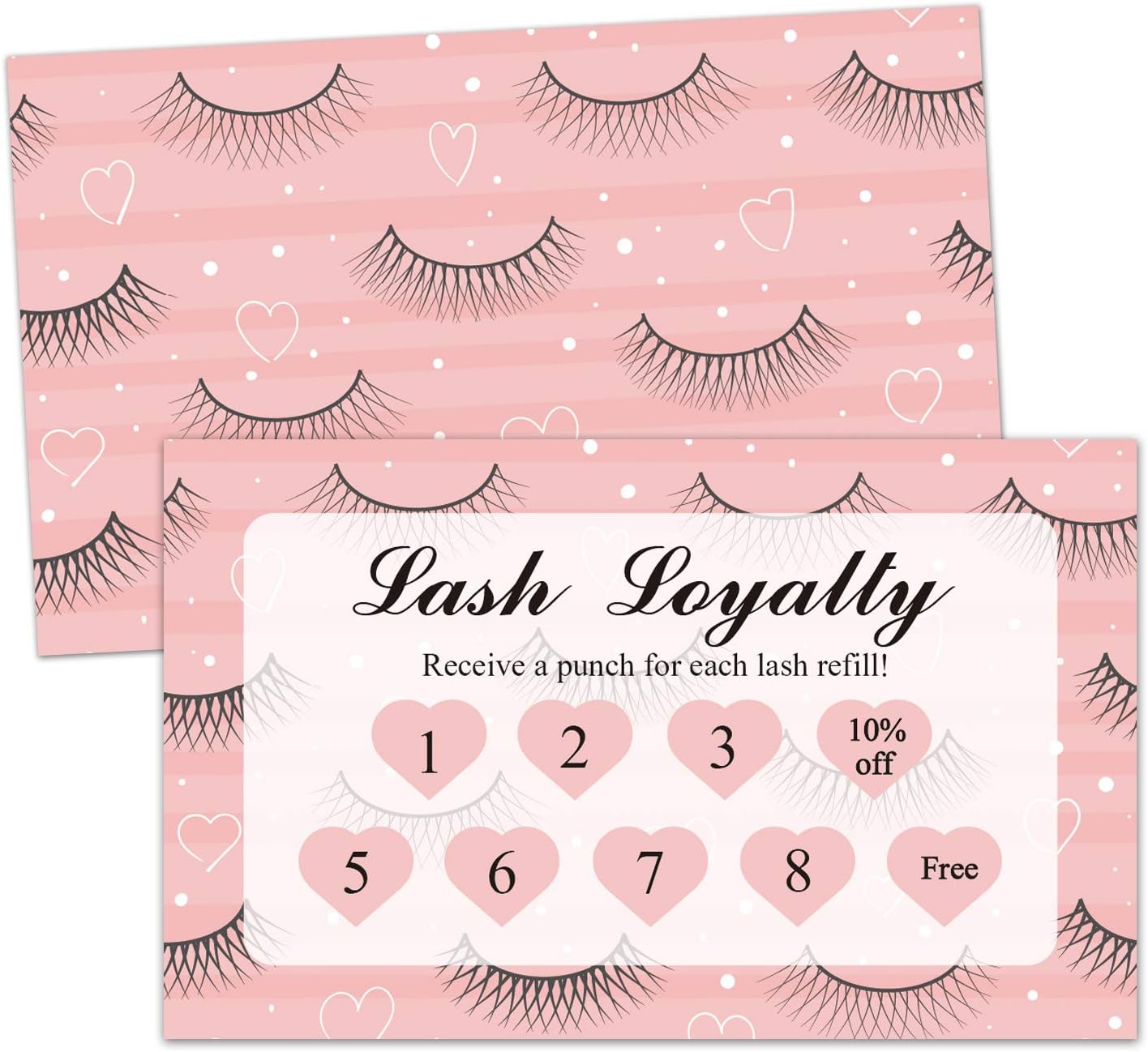 50 Lash Extension Loyalty Punch Cards 10% and Free, Lash Aftercare ...