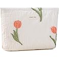 Amazon.com : ZLFSRQ Tulip Makeup Bag for Women Floral Cosmetic Pouch ...