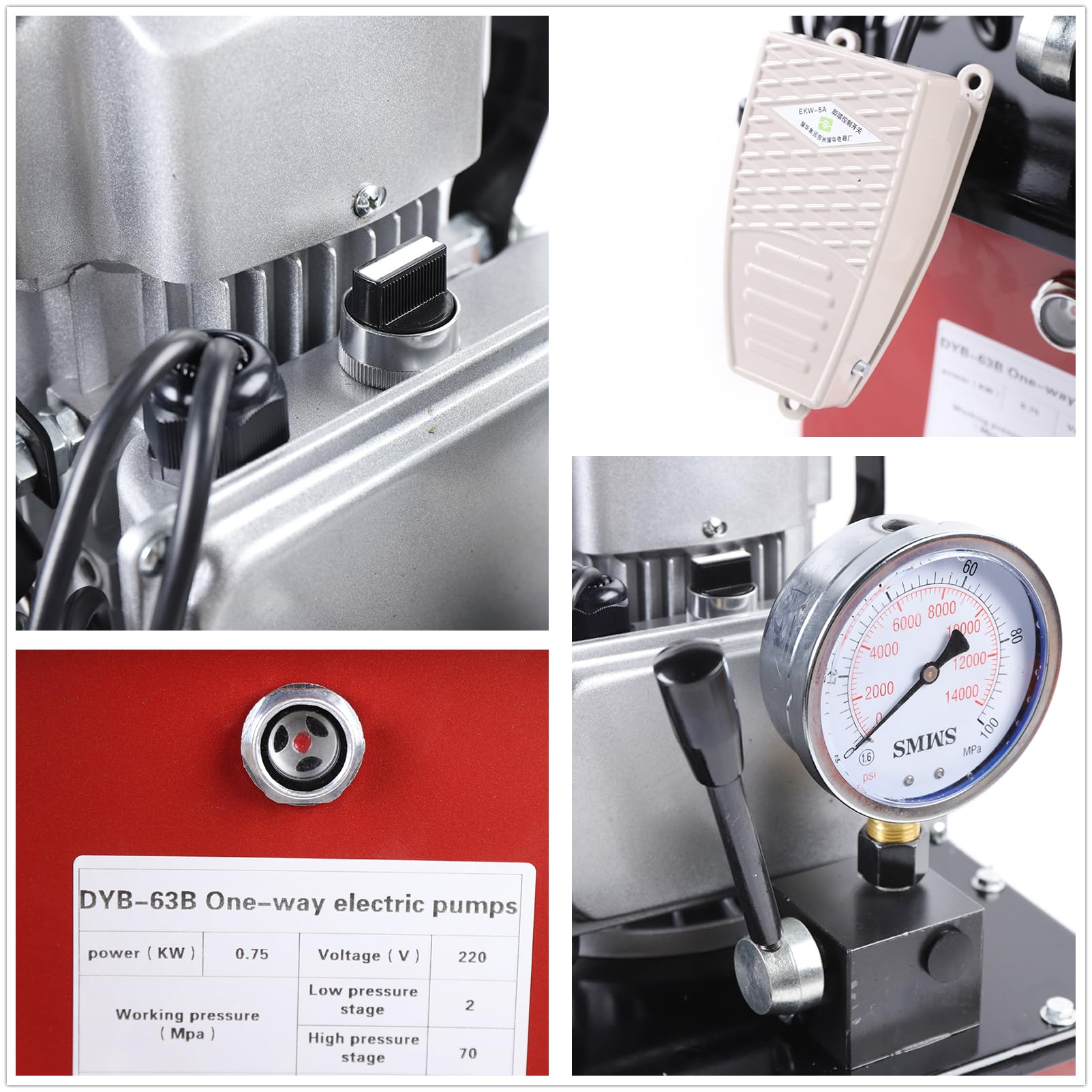 Electric Hydraulic Pump 10000 PSI Electric Driven Hydraulic Pump 7.5 Quart Manual Valve ...