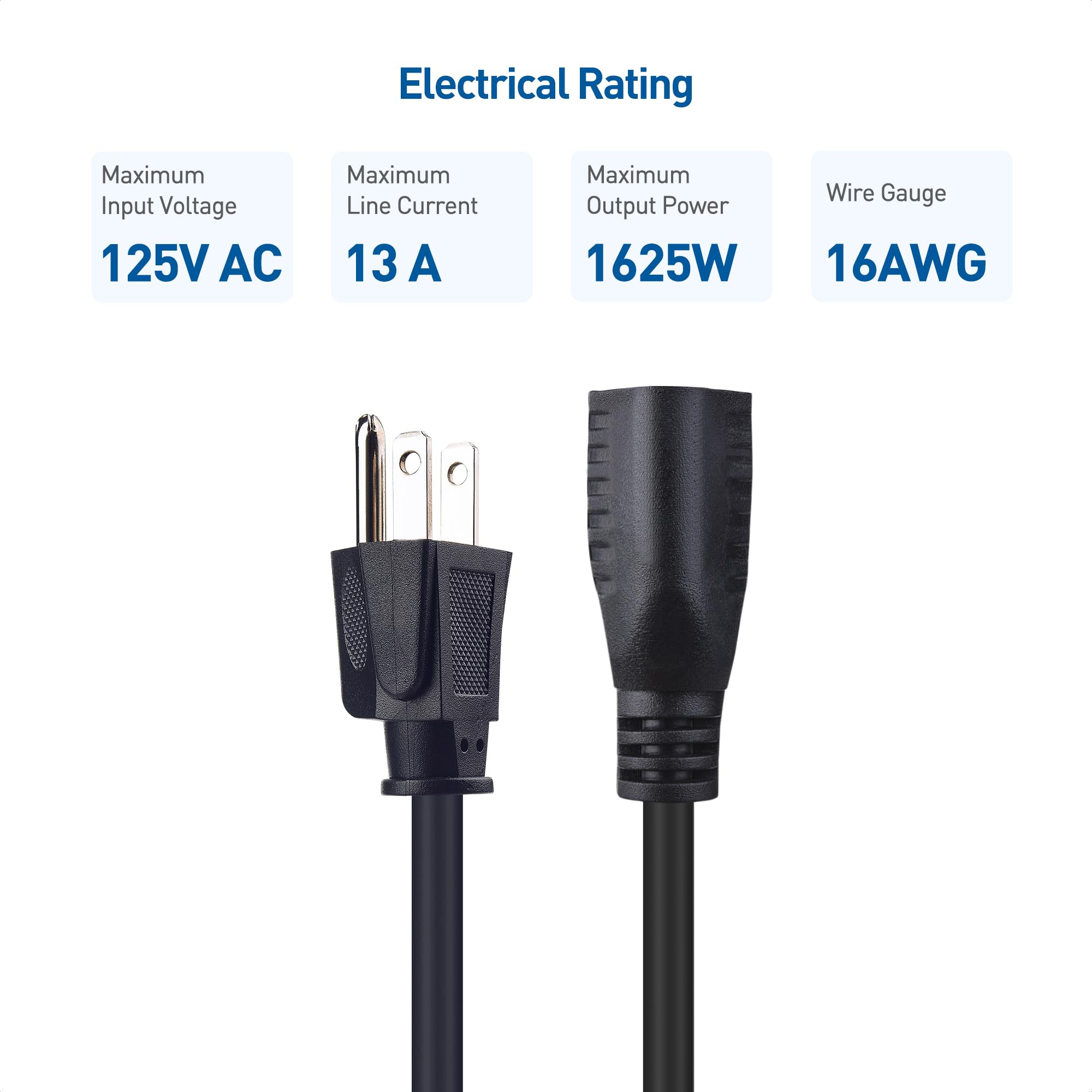 Mua [UL Listed] Cable Matters 2-Pack 16 AWG Heavy Duty 13A Power ...