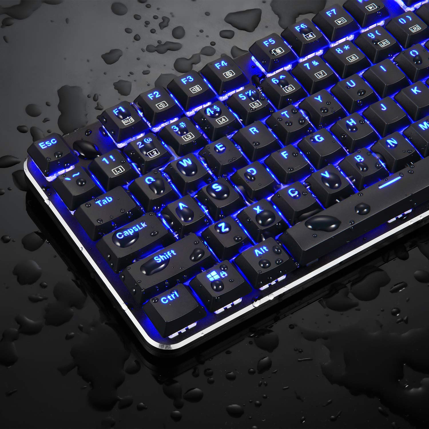 Mua イーグルテックKG060-BRブルーLEDバックライト付きメカニカルゲーミングキーボード、PCゲーマー用の静かなチェリーブラウン ...