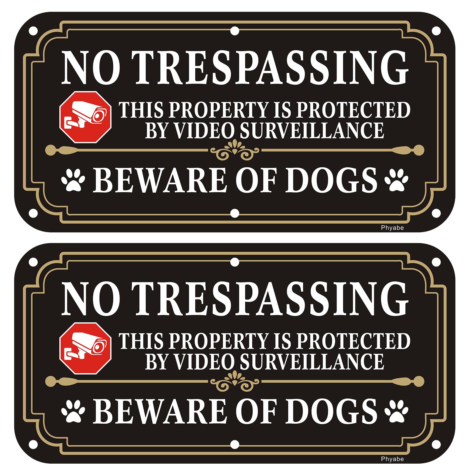 Phyabe 2 Pack Beware of Dog Sign, No Trespassing This Property Is ...