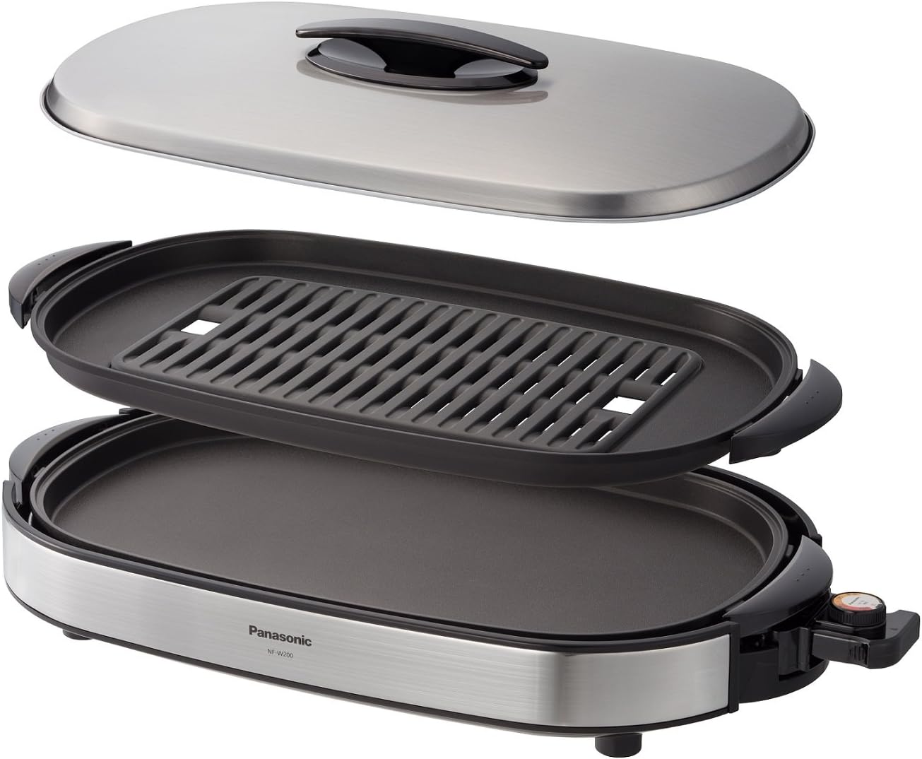 Amazon | パナソニック ホットプレート 2枚タイプ 平面+焼肉 シルバー NF-W200-S | パナソニック(Panasonic ...