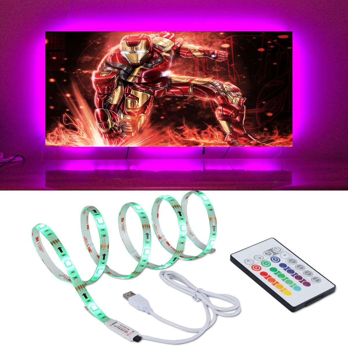 LED TV Backlight 4m/13.12ft RGB LED Light Strips for 65-70 inches HDTV ...