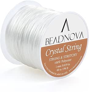 Amazon.com: BEADNOVA 1mm Elastic Stretch Polyester Crystal String Cord ...