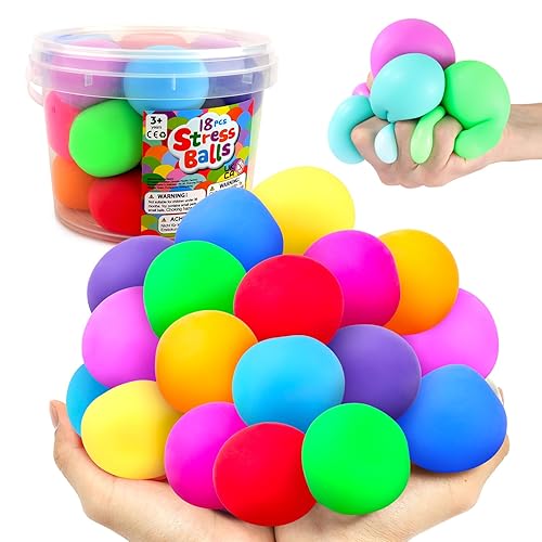 Squishy Stress Balls for Kids Adults: 18 Pack Stretchy Fidget Ball for ...