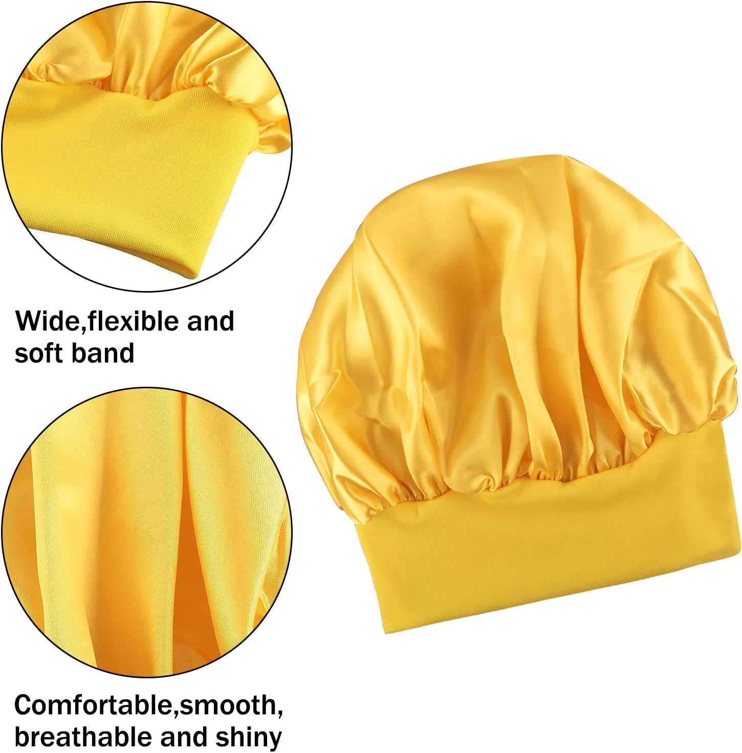 Duufin 8 Pieces Kids Satin Bonnet Sleep Cap Wide Band Sleeping Hair ...