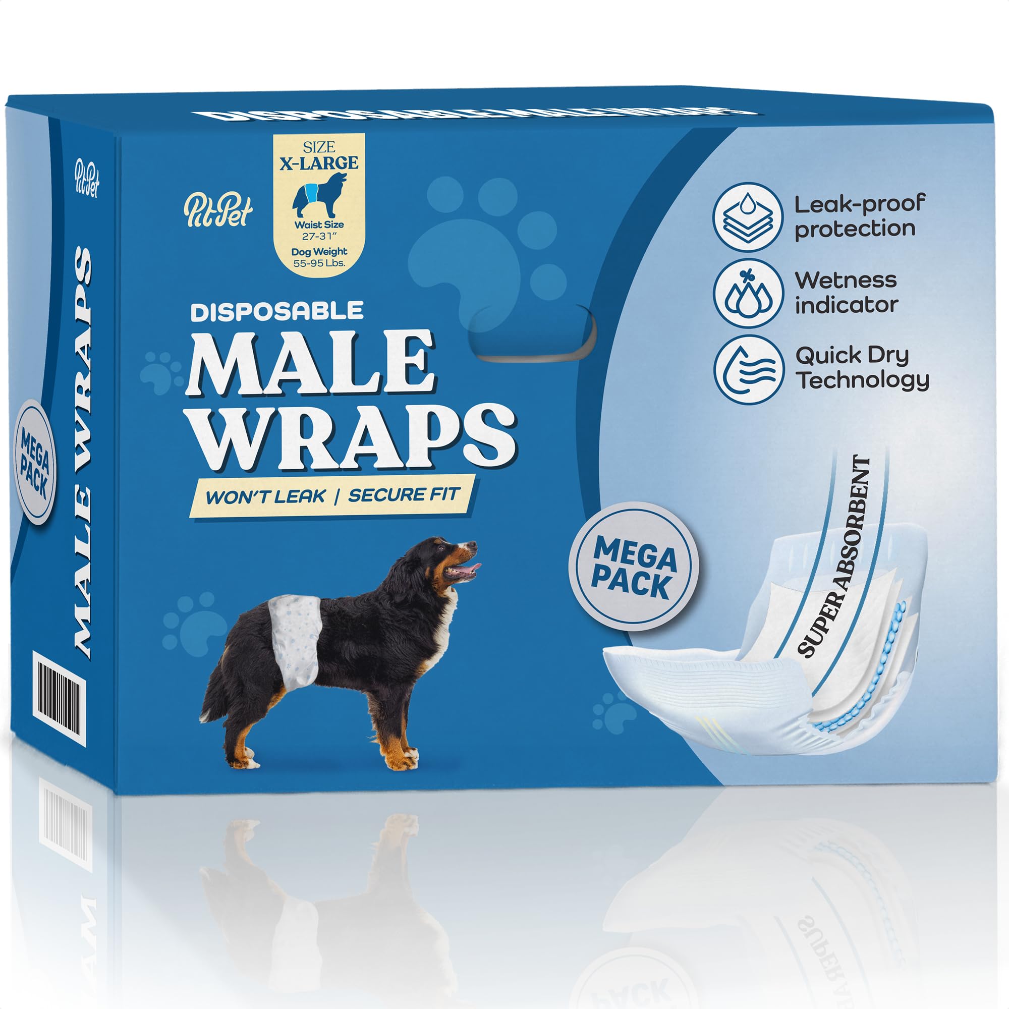 Comfortable Male Dog Diapers - 30-Pack Super Absorbent Disposable Male ...