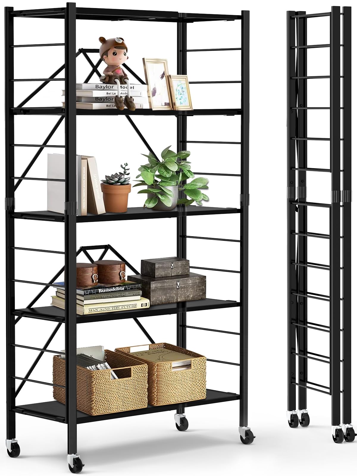 Mua 5 Tier Foldable Storage Shelves, Expandable Folding Shelf with ...