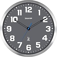 Amazon.com: SHARP Atomic Analog Wall Clock - 12" Grey Face, Silver Brushed Finish - Sets ...