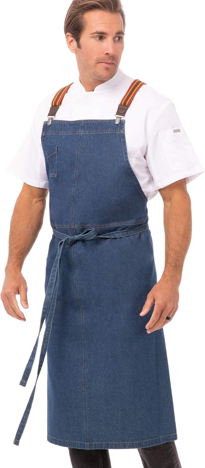 Amazon.com: Chef Works Men's Berkeley Chefs Bib Apron, Medium Blue, One ...