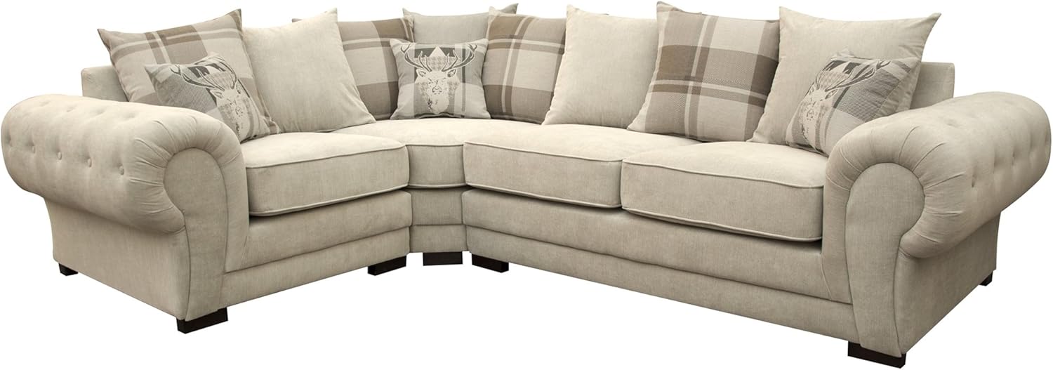 Corner Sofa Verona Fabric Left or Right Grey Brown Cream Designer ...