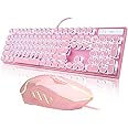 Amazon.com: Retro Pink Typewriter-Style Keyboard and Mouse Combo, Cute ...