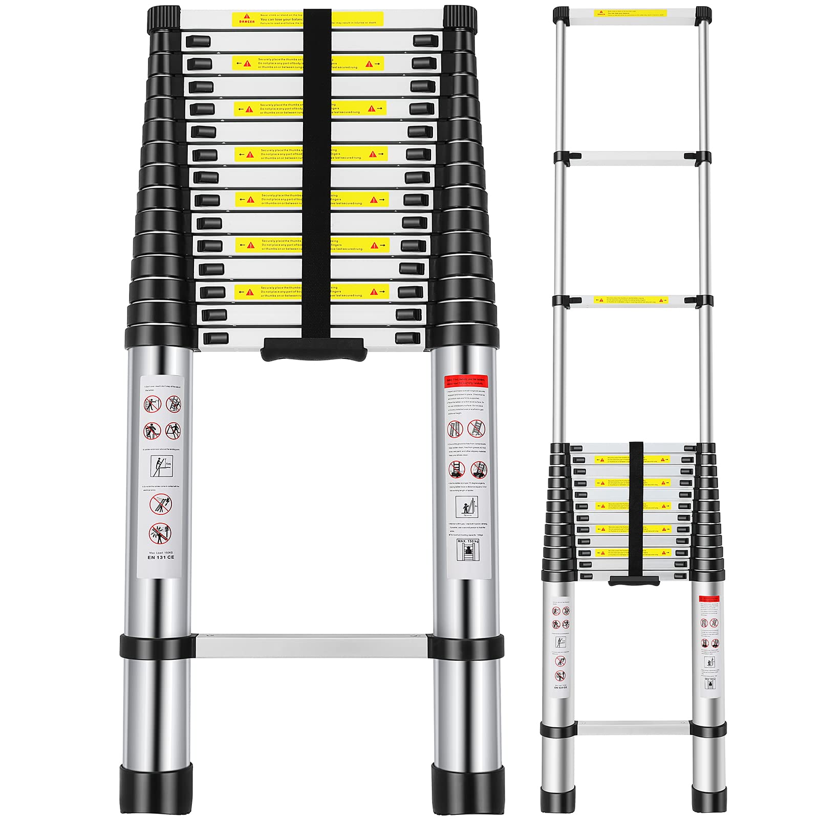 **Cracked bottom step see pics** Telescoping Ladder, 20.3 FT Aluminum ...
