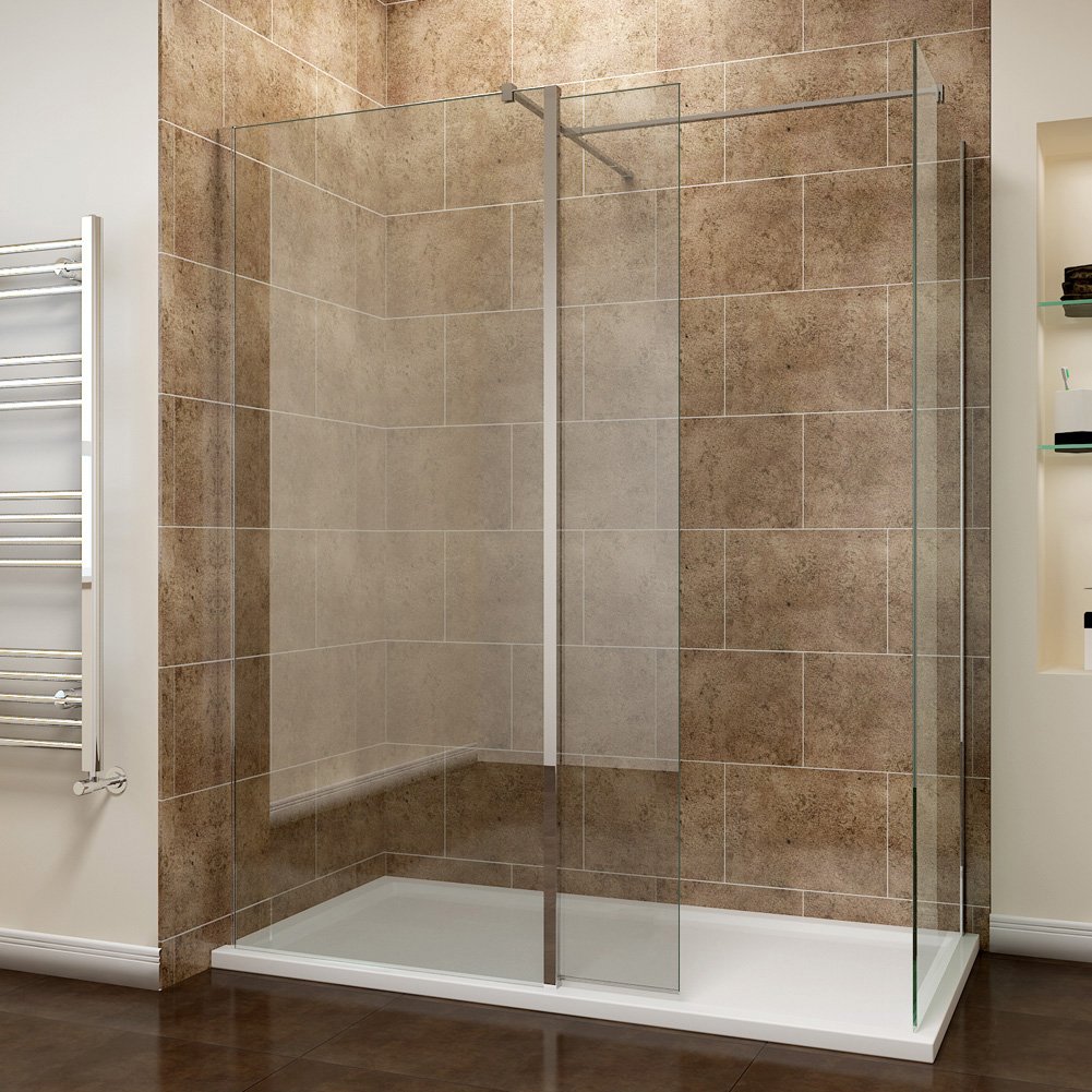 1600 x 800 mm Walk in Wetroom Shower Enclosure Panel 8mm Easy Clean ...
