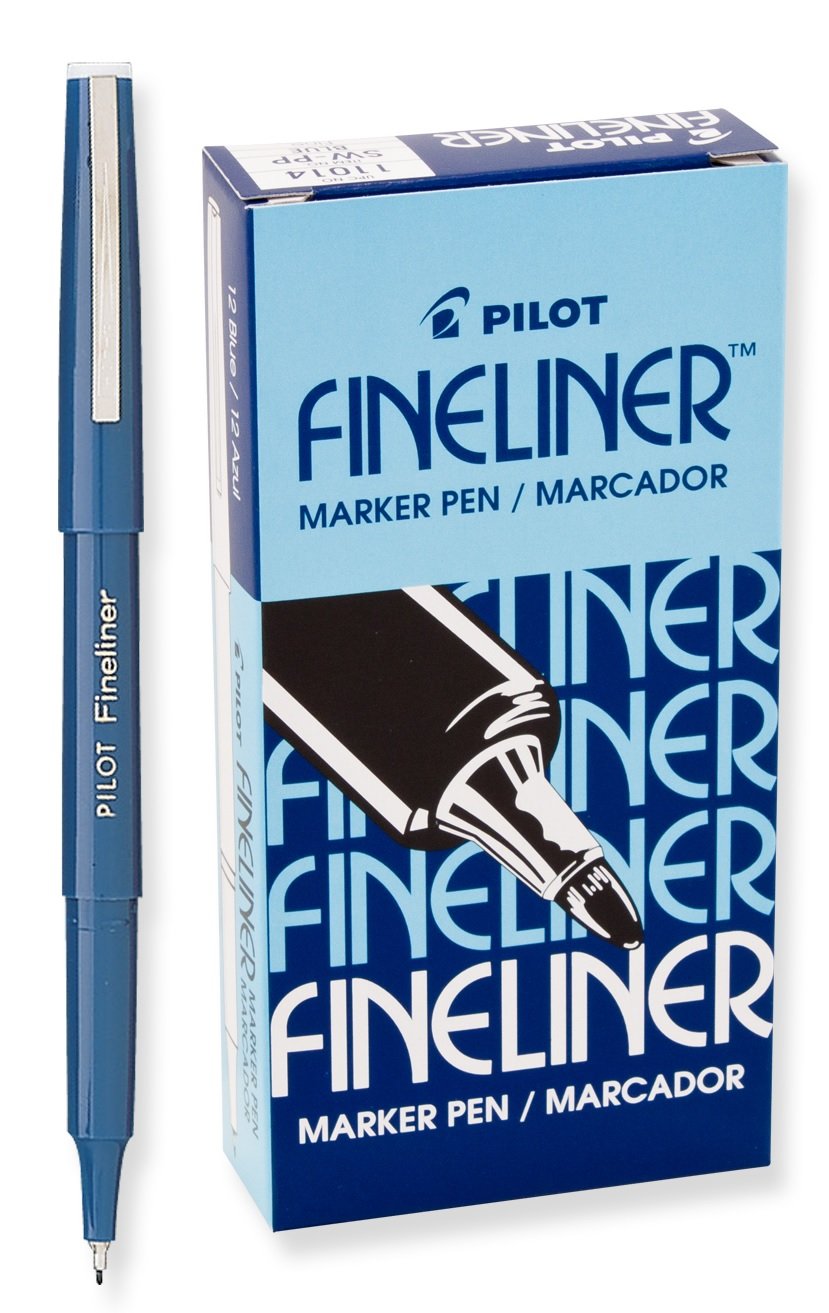 Pilot Fineliner Marker Pens, Fine Point, Blue Ink, Dozen Box (11014 ...