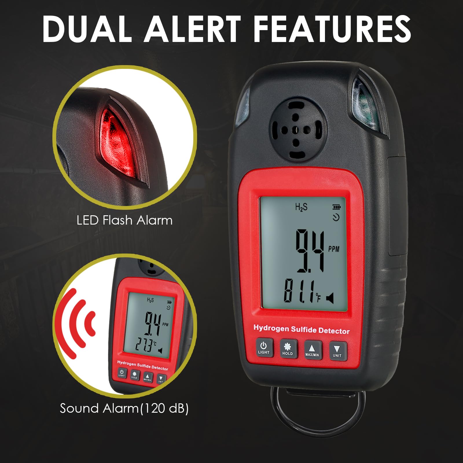 Mua H2S Monitor H2S Gas Detector Portable Hydrogen Sulfide Detector Gas ...