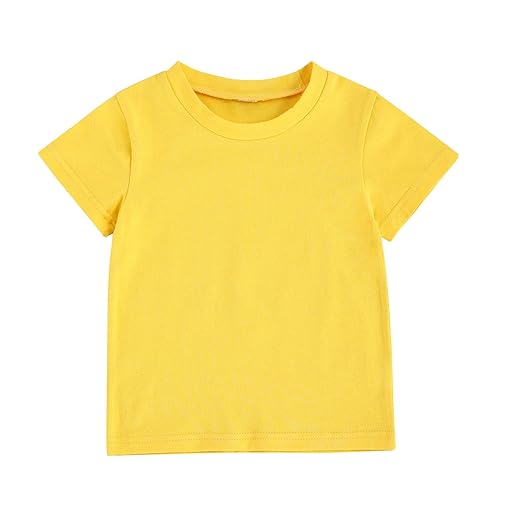 Buy Toddler Baby Boy Girl Basic Solid Plain Organic Cotton T Shirts ...