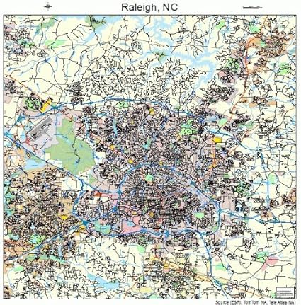 Amazon.com: Large Street & Road Map of Raleigh, North Carolina NC ...