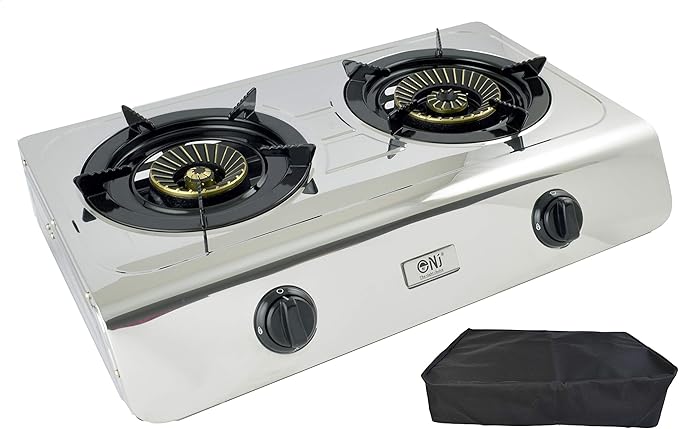 NJ-60SD Portable 2 Burner Gas Stove Double Cooktop Stainless Steel ...