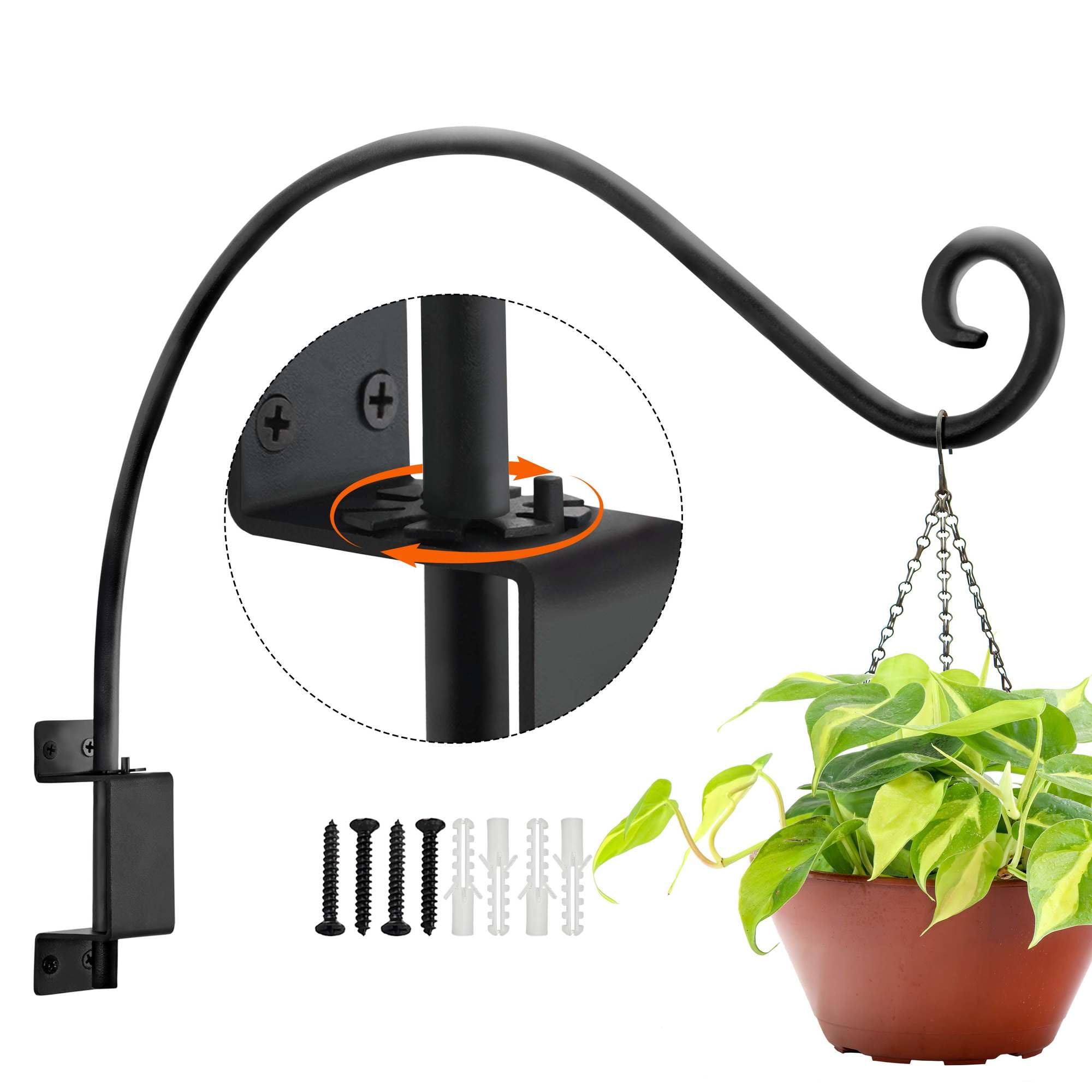 Lifyzoon Swivel Hanging Plant Bracket Outdoor: Long Swivel Bird Feeder ...