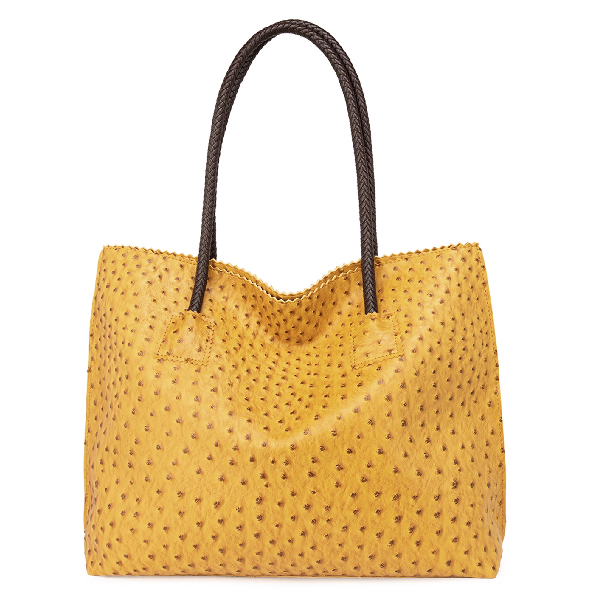 Milan Chiva Leather Tote Bag for Women with Zipper Large Ostrich Hobo ...