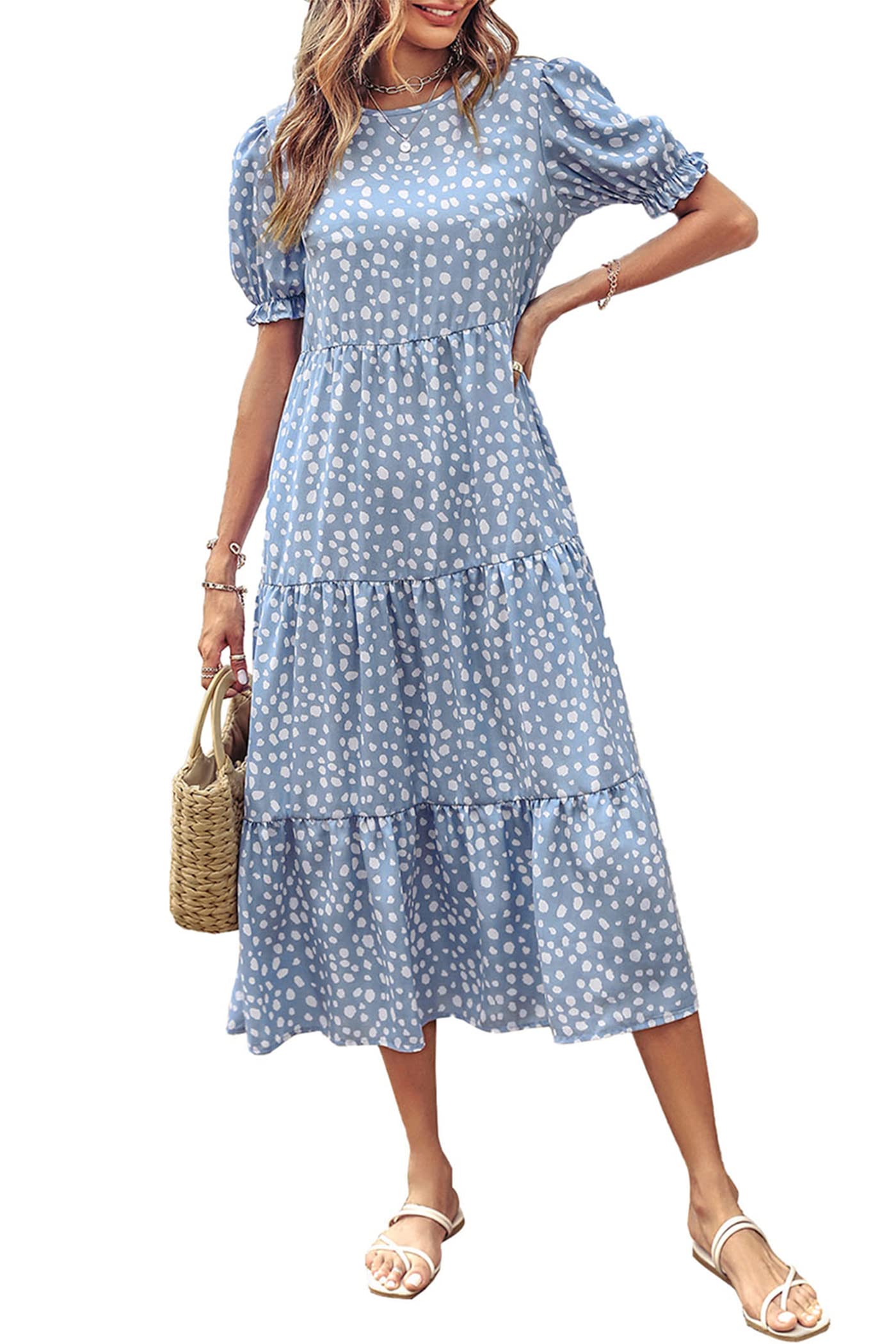 PRETTYGARDEN Summer Dresses for Women 2025 Casual Floral Boho Midi Sun ...