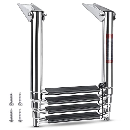 Marinebaby Heavy Duty Boat Telescopic 4 Step Ladder,Stainless Steel ...