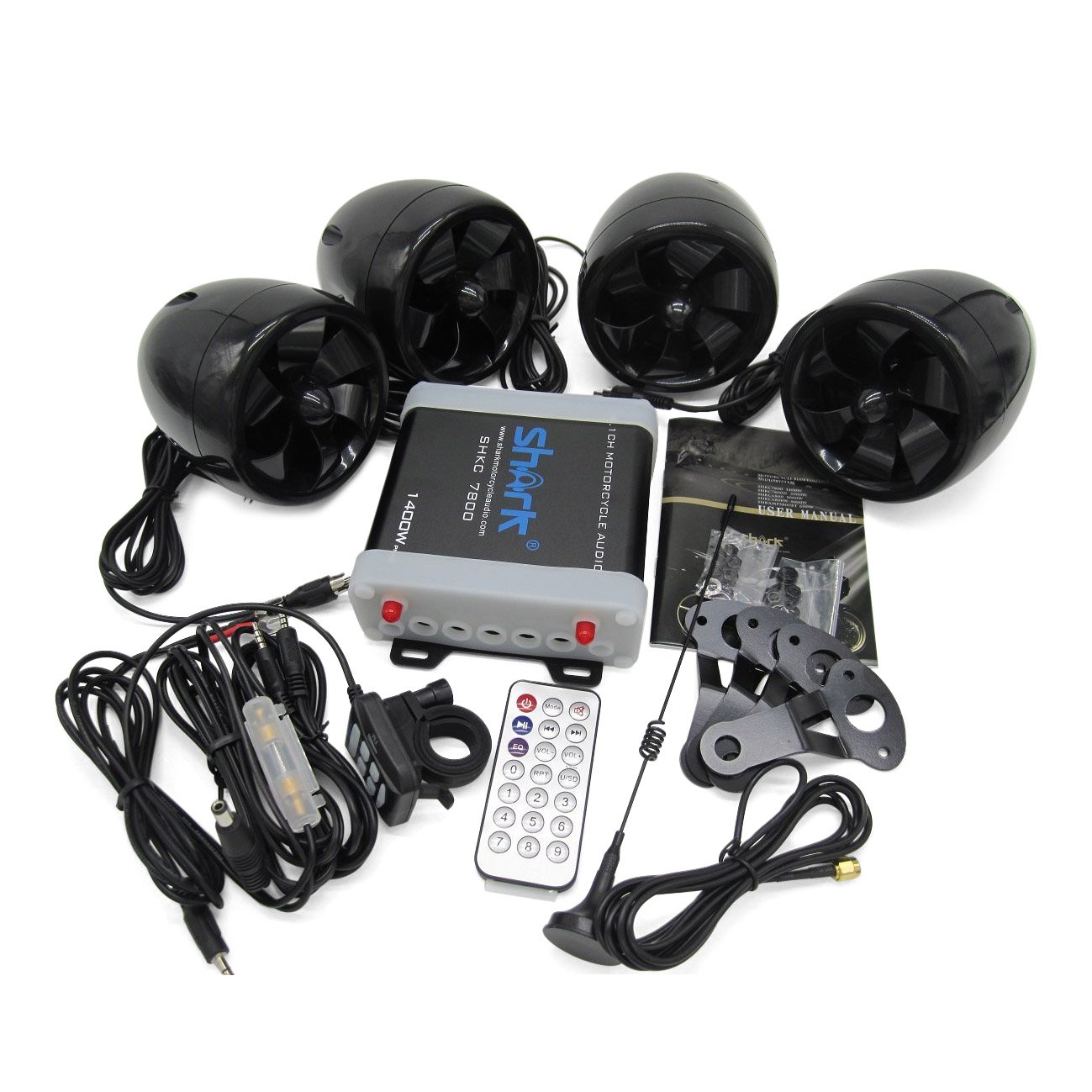 Shark Shkc7800 1400 Watt 4.1 Ch Motorcycle Audio System w/ 2 Remotes ...