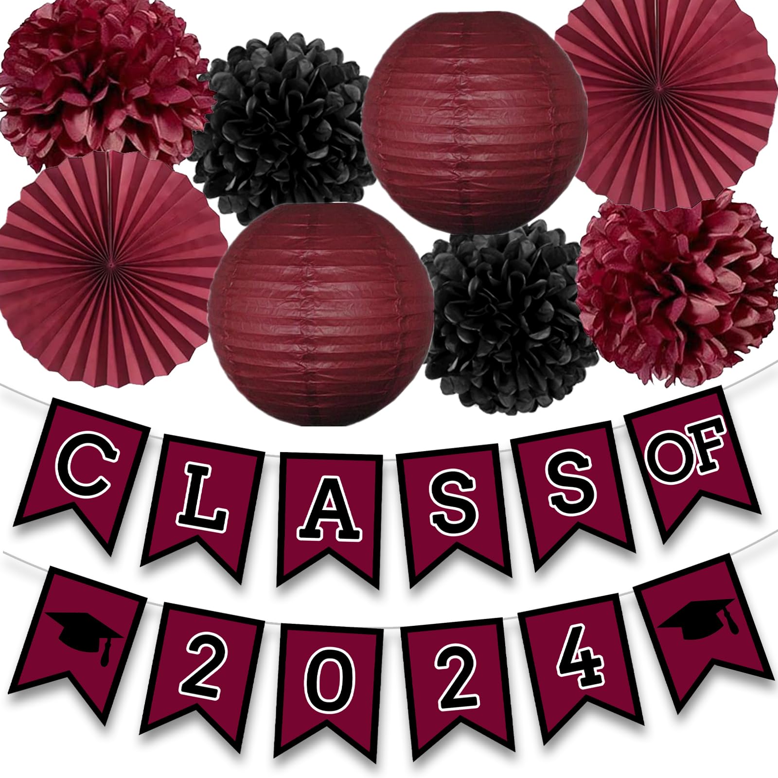 DOMOO OF DREAMS Maroon Graduation Party Decoration Class Banner Hanging ...