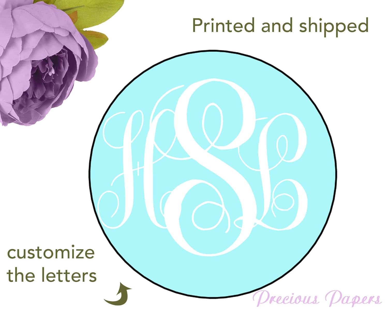 Amazon.com: Monogrammed Stickers Personalized, Printed and Shipped Set ...